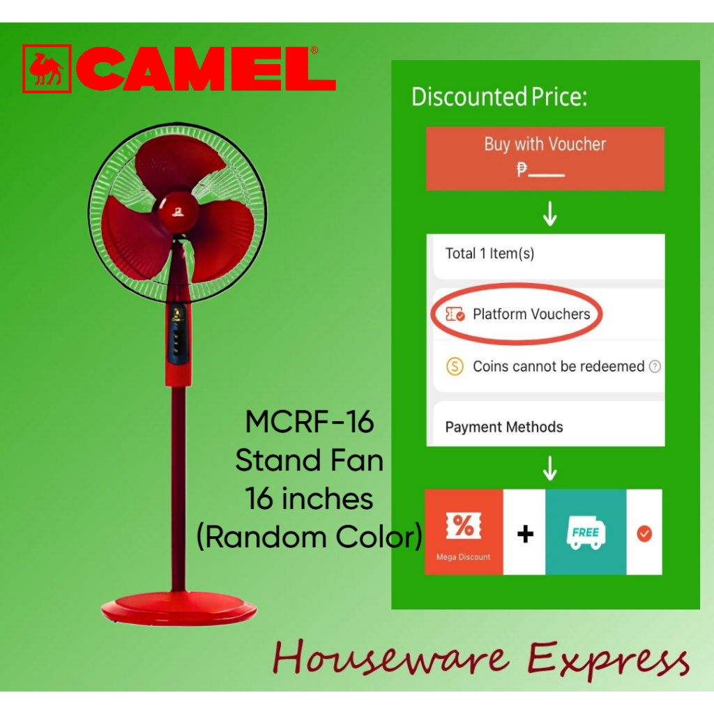 Camel MCRF-16 Stand Fan 16” MCRF16 Ramdom Color (Houseware Express ...