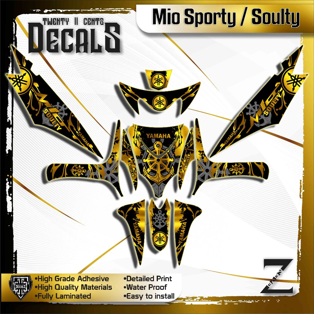 Yamaha Mio sporty / soulty High-Quality Decals and Stickers ( gold ...