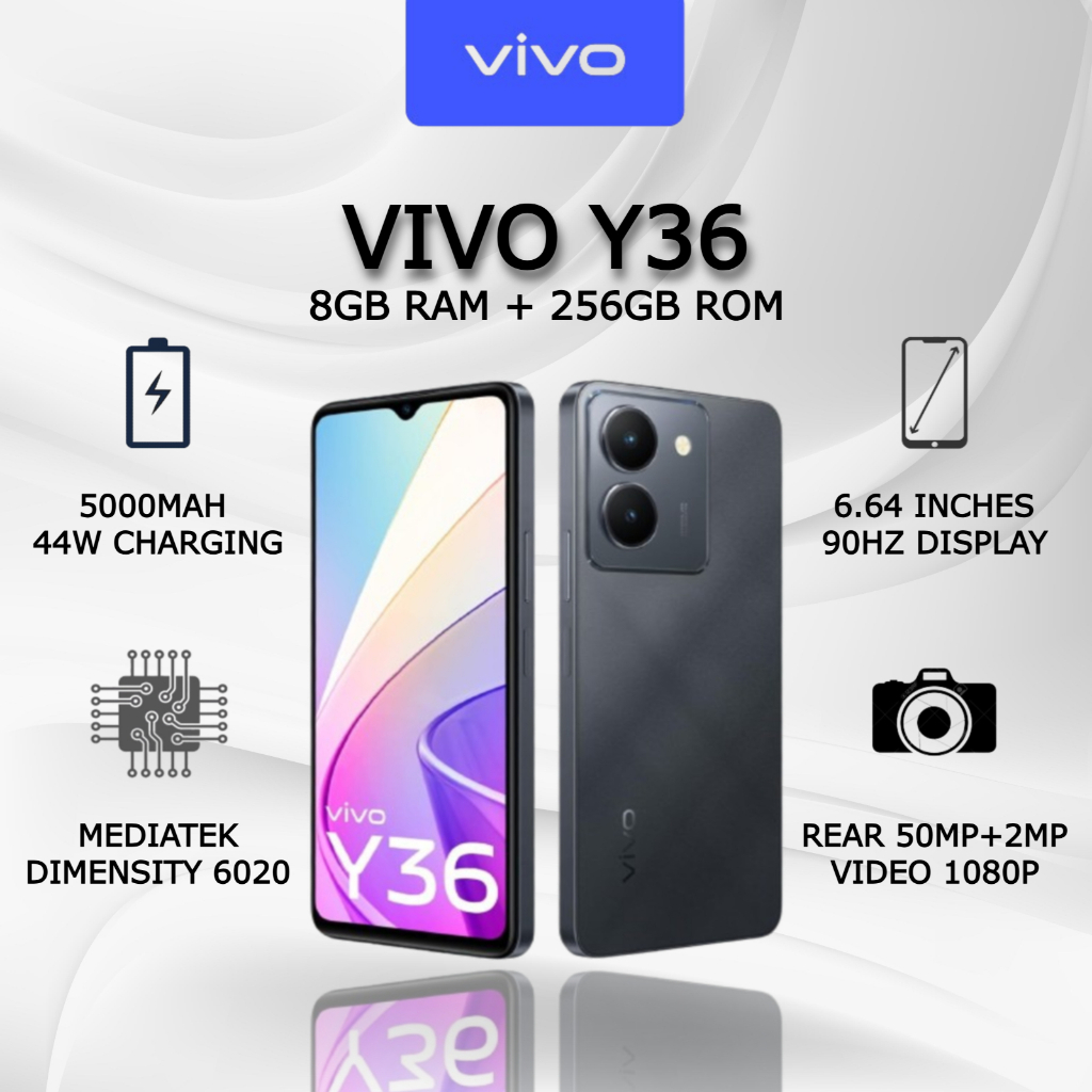 Y36 5G 8GB RAM +256GB ROM Smartphone 44W FlashCharge + 5000 mAh 50MP Fun Camera 6.64" FHD+ ...