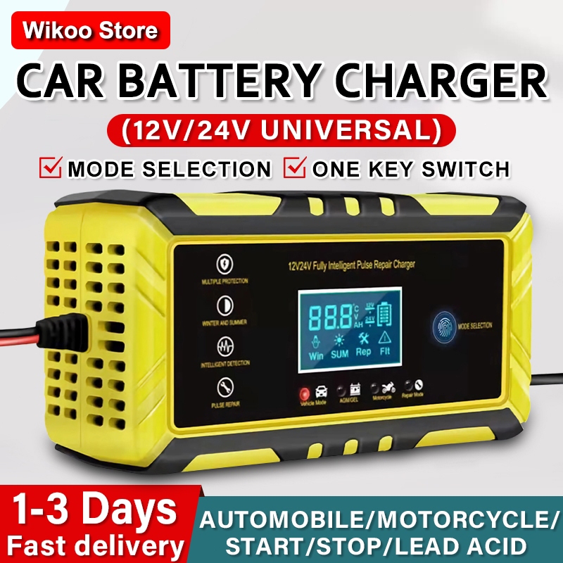 Full Automatic Car Battery Charger 24V 8A Intelligent Repair Fast Power ...