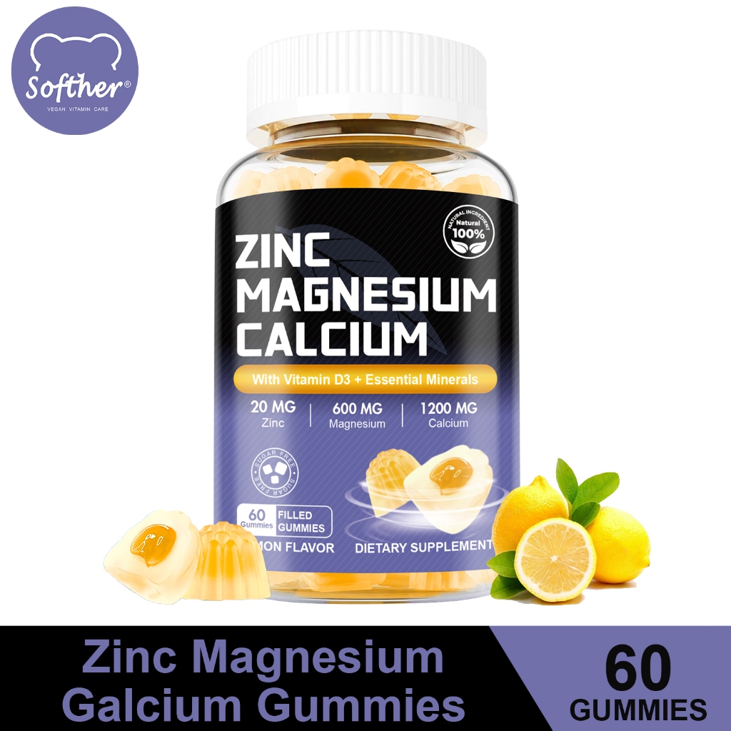 SOFTHER Zinc Magnesium Supplement Calcium Gummies Support Immune Bone ...