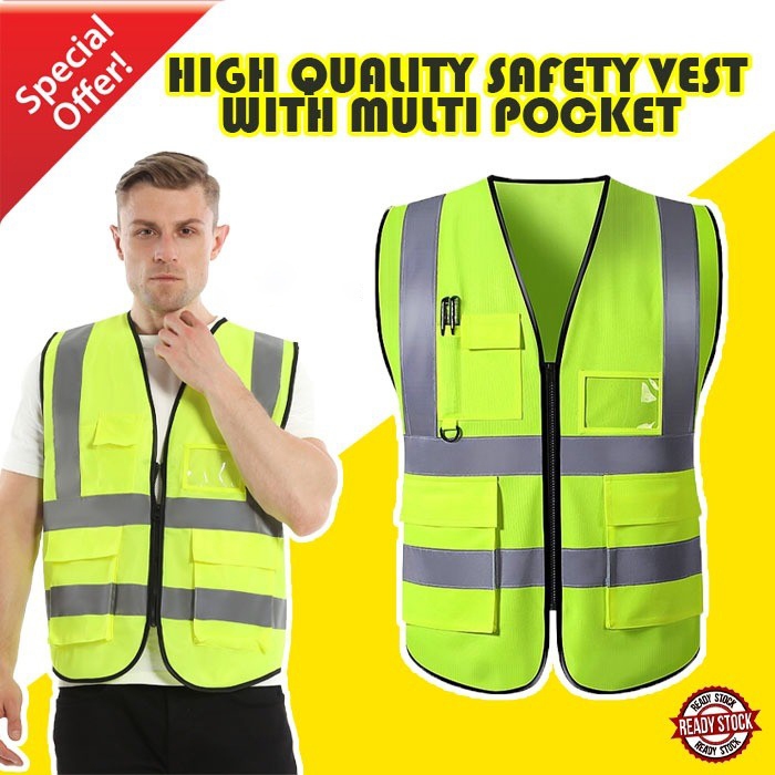 Reflective Safety Vest Warning Reflectorized Vest with Pocket Reflector ...