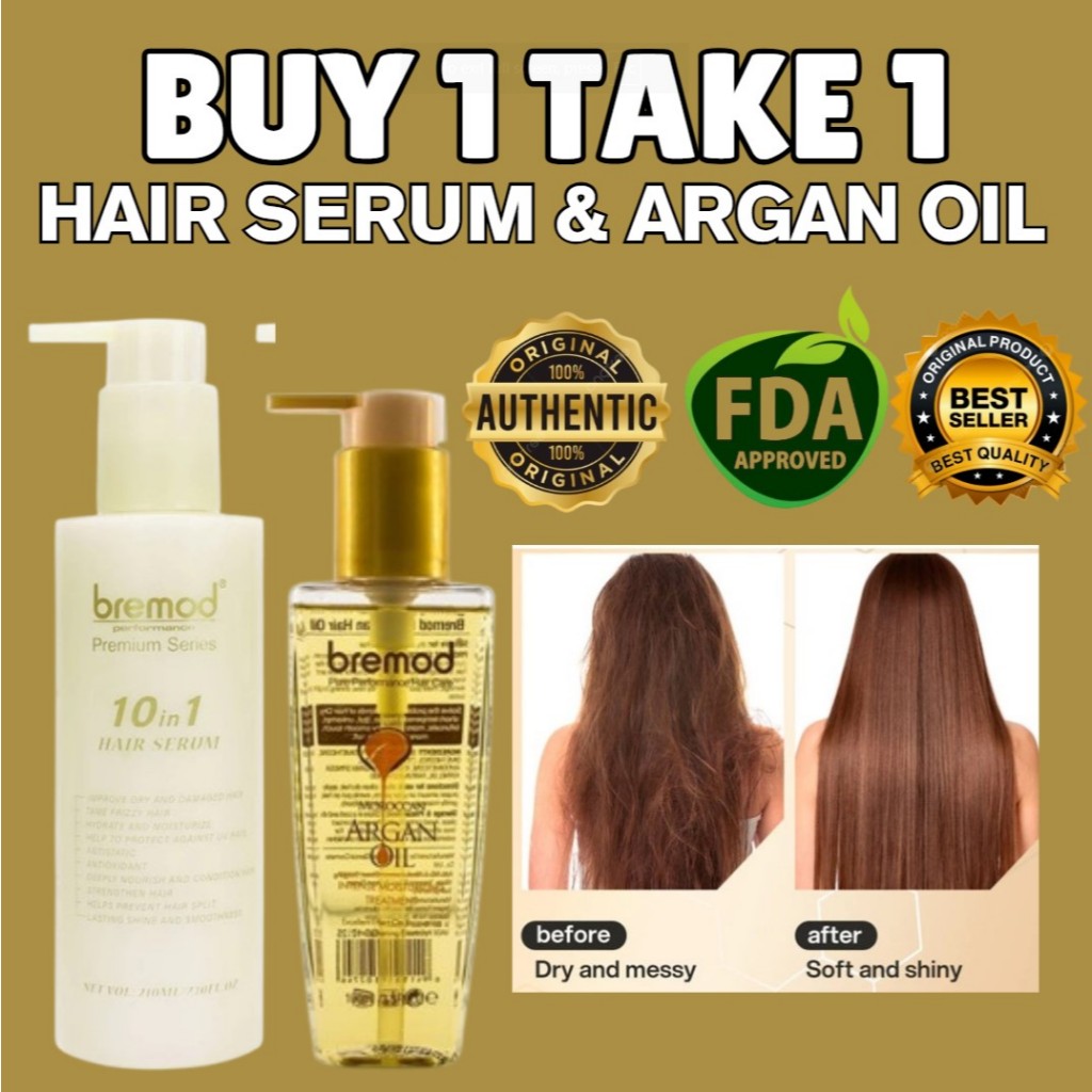 Bremod Hair Serum Argan Oil & Premium Series Cocoa Butter Hair & 10 IN ...