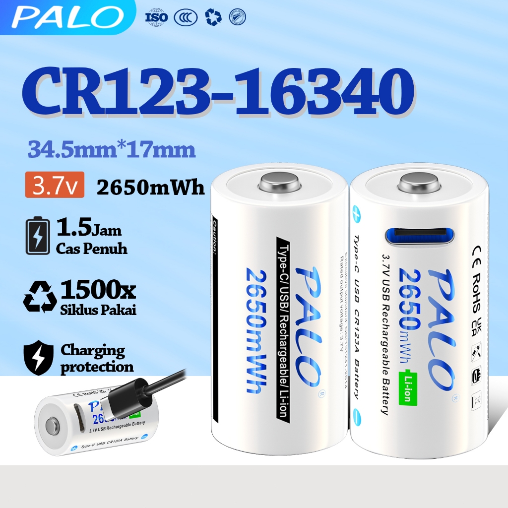 PALO CR123A 16350 3.7v lithium battery | Shopee Philippines