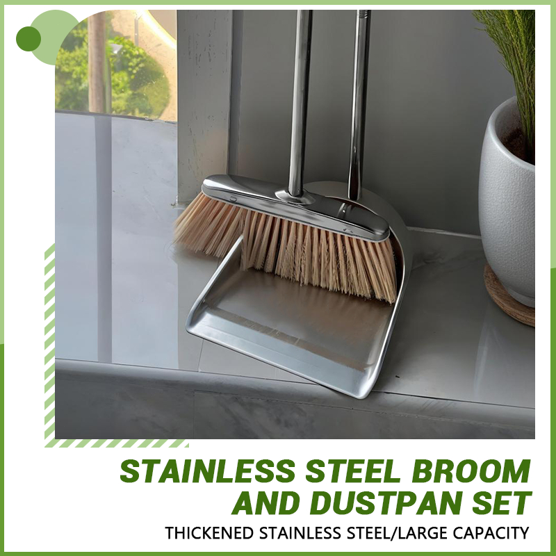 Stainless steel broom household set combination broom sweeping garbage ...