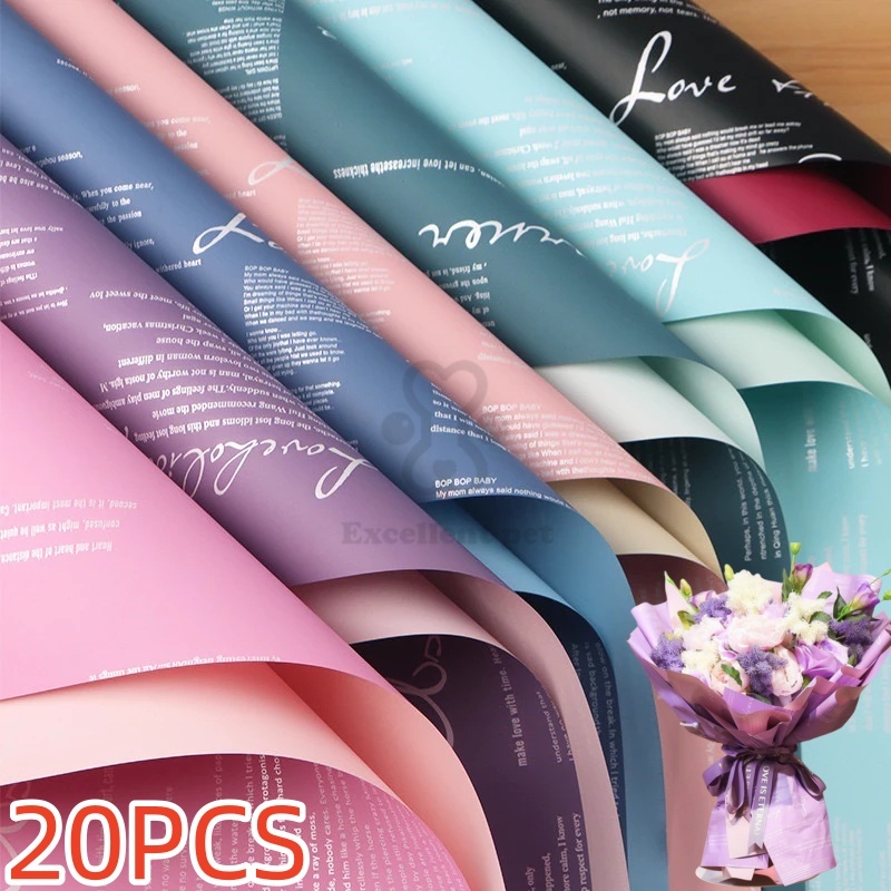 20pcs | Two-color English Letter Flower packaging Korean style wrapping ...