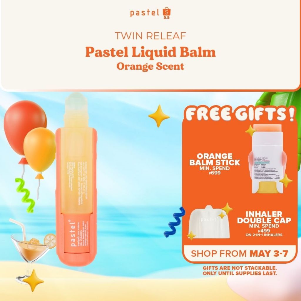 Pastel Liquid Balm Orange (3ml) [Roll On, Menthol, Relieves Fatigue ...
