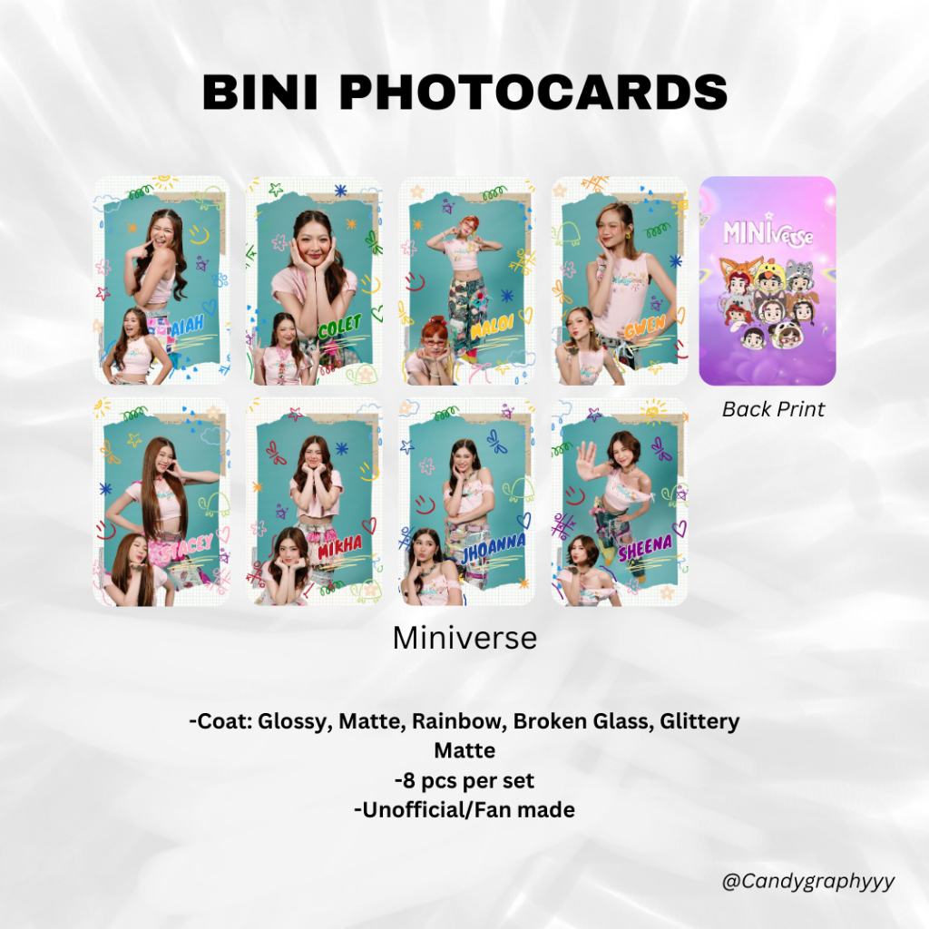 Bini Photocards Biniverse and Miniverse (Jhoanna, Stacey, Gwen, Sheena ...