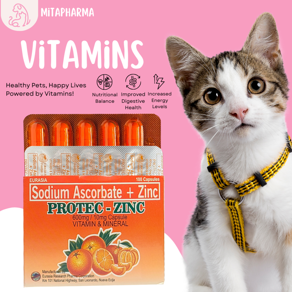 Pets vitamins PROTEC-ZINC 500mg capsule (Sodium Ascorbate + Zinc) 100's ...