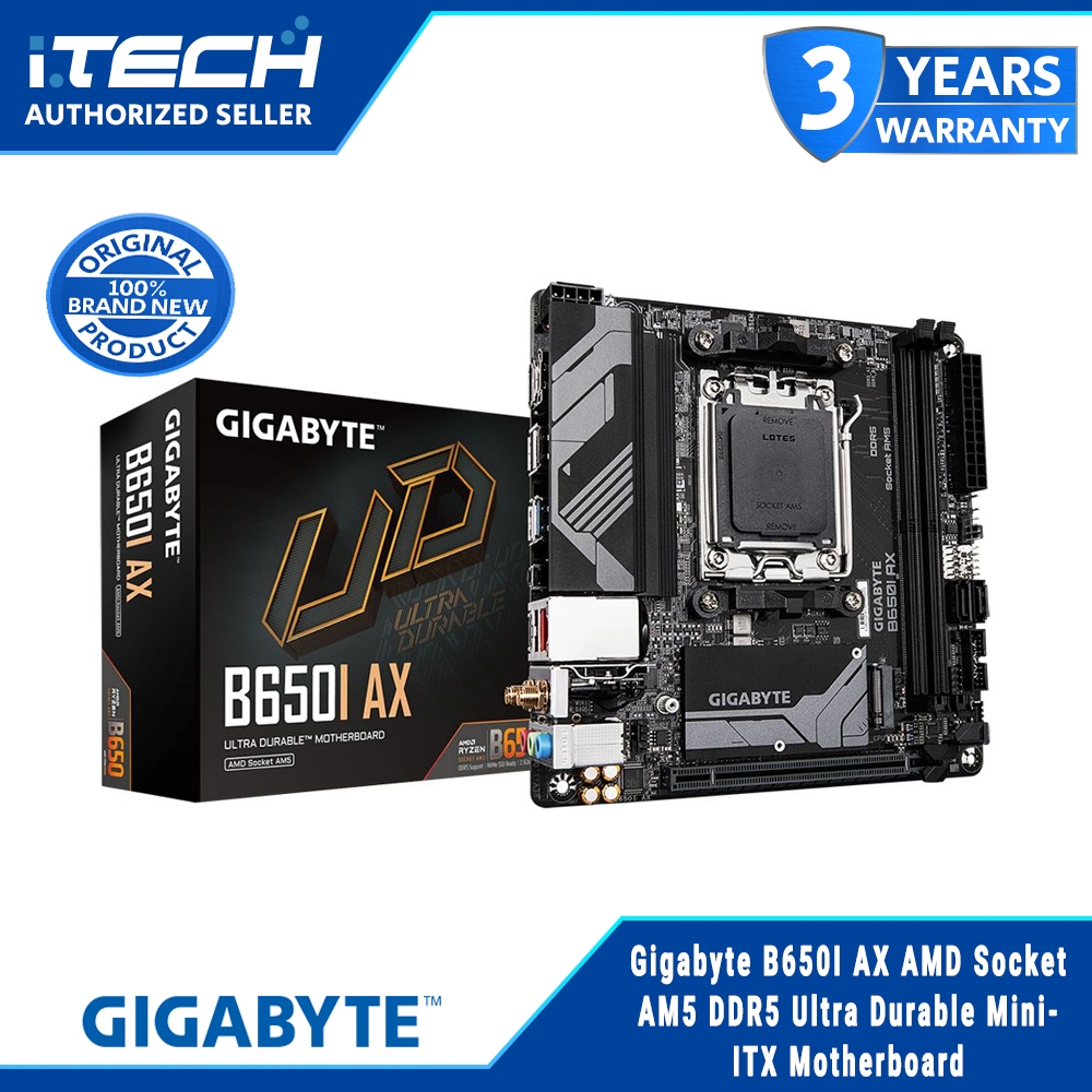 Gigabyte B650I AX AMD Socket AM5 DDR5 Ultra Durable Mini-ITX ...