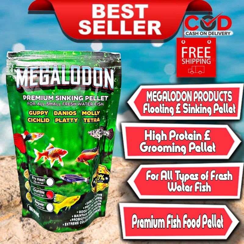 Megalodon Premium Sinking Pellet Food for all small types of fish (fish ...