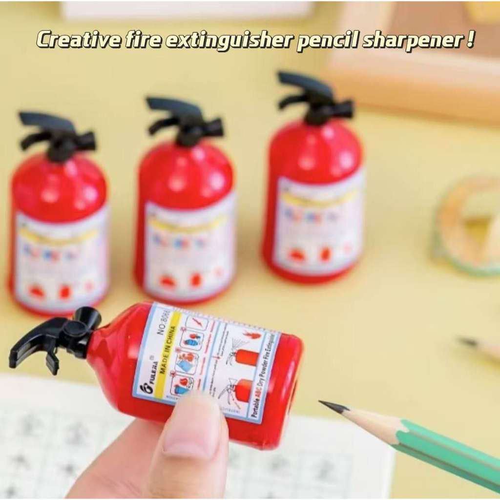1/4pcs Creative Cartoon Fire Extinguisher Manual Pencil Sharpener Student School Supplies ...