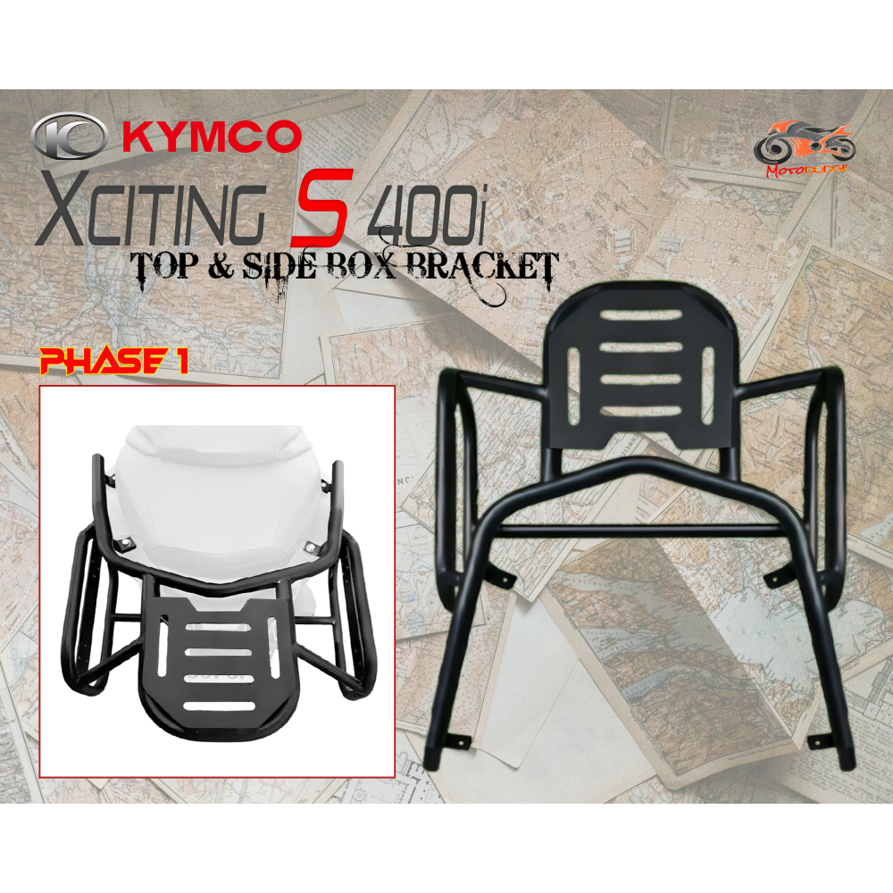 KYMCO XCITING S 400i - HEAVY DUTY TOP & SIDE BOX BRACKET ( POWDER COAT ...