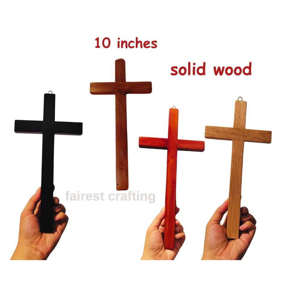 Wooden Cross Plain Cross 10 inches Solid Wood Wall Cross altar Cross ...