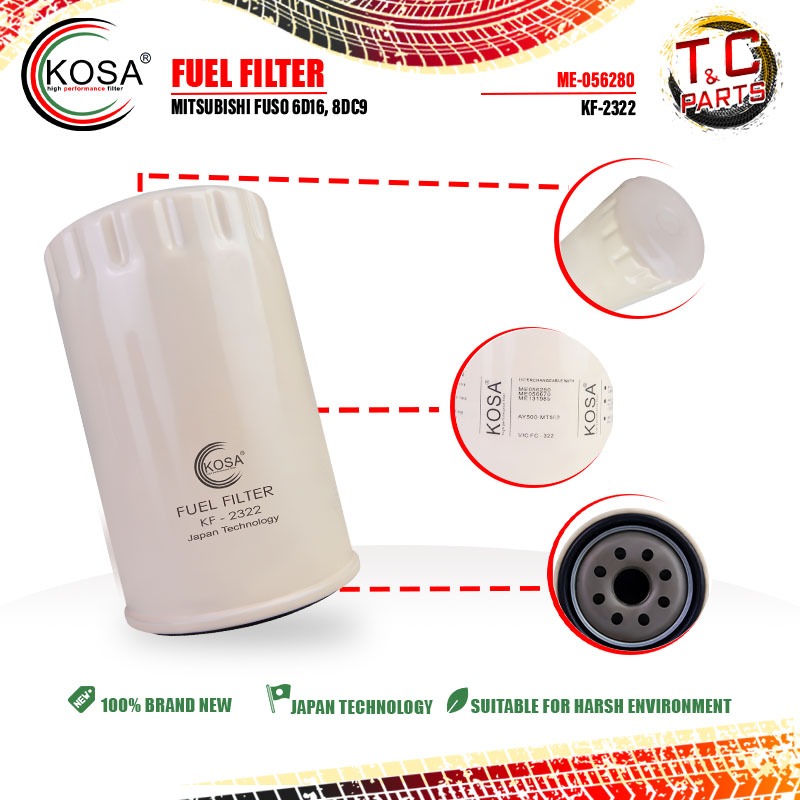 MITSUBISHI FUSO 6D16 8DC9 FUEL FILTER ME-056280 KOSA KF-2322 (1PC ...
