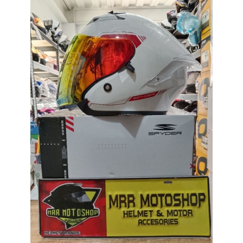 Spyder fuel artic white red halface helmet | Shopee Philippines