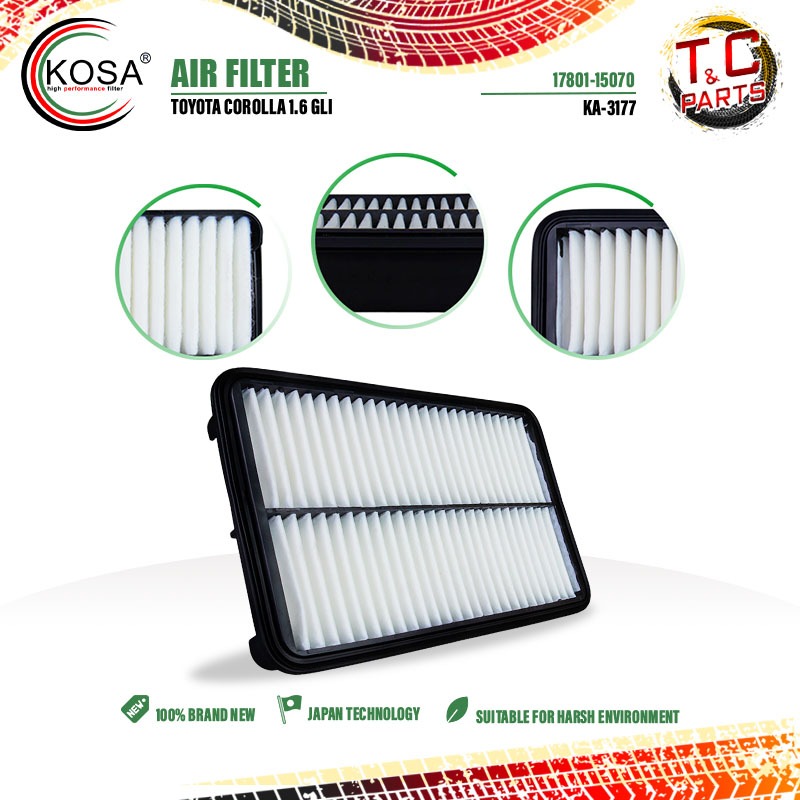 TOYOTA COROLLA 1.6 GLI AIR FILTER 17801-15070 KOSA KA-3177 (1PC ...