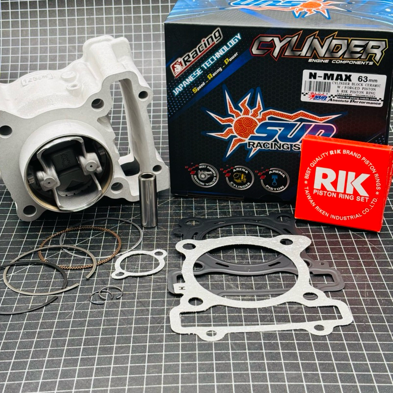 SUN RACING CYLINDER BLOCK CERAMIC w/ FORGED PISTON & RIK PISTONG SET ...