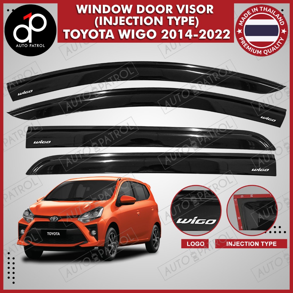 TOYOTA WIGO 2014-2022 Window Door Rain Visor Black (INJECTION TYPE ...