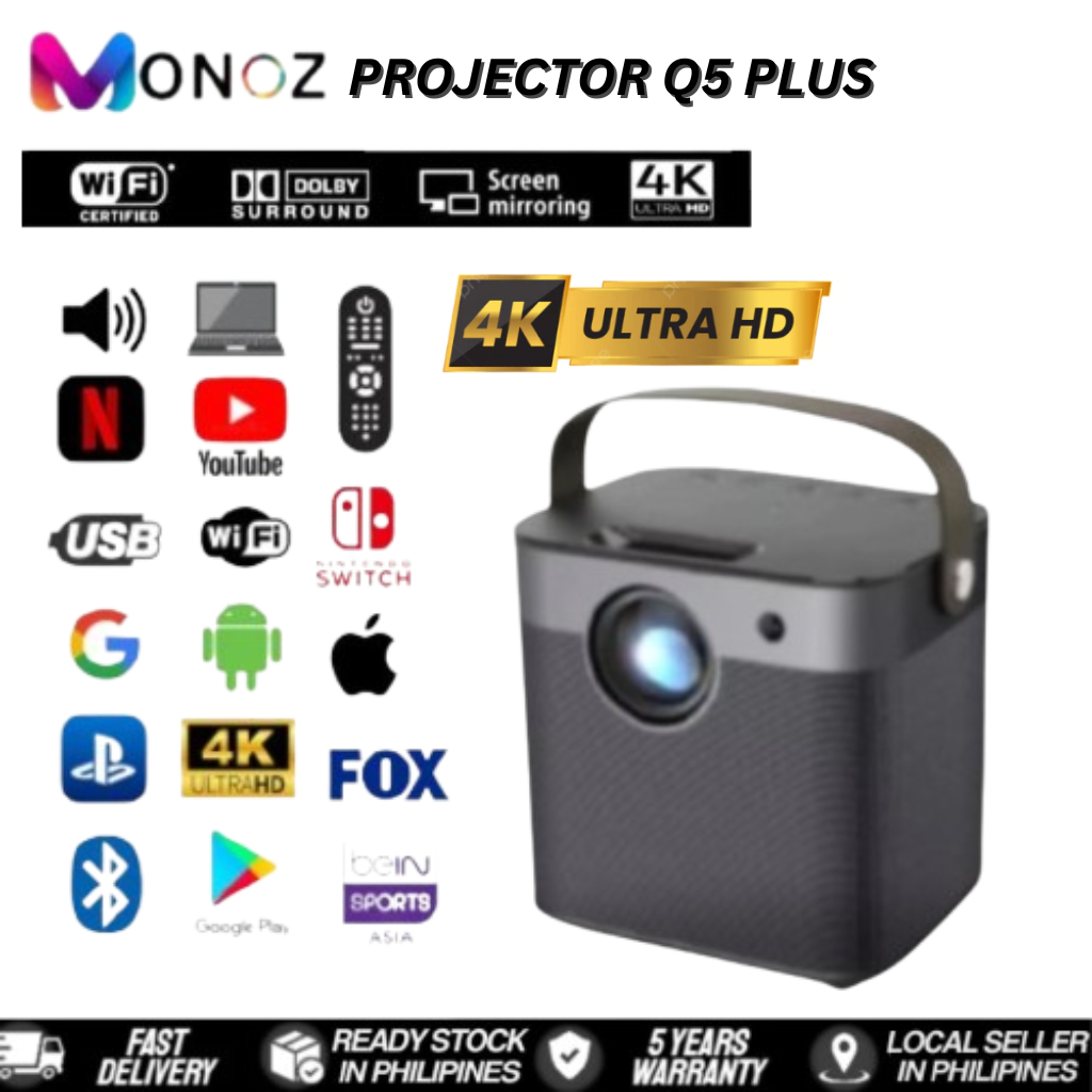 Q5 PLUS PROJECTOR 1080P 4K LCD LED Portable Projectors WIFI proyector ...