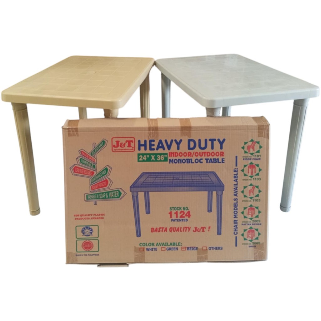 MONOBLOC TABLE (24x36cm) 4 seater J&T HEAVY DUTY MONOBLOC PLASTIC TABLE ...