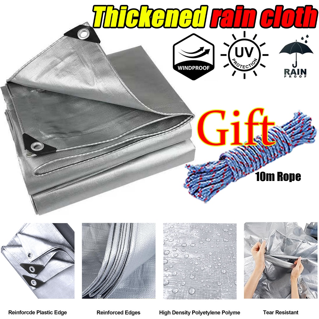 Silver 2x Thickened Tolda Tarpaulin Trapal Waterproof Lona Trap Tent ...
