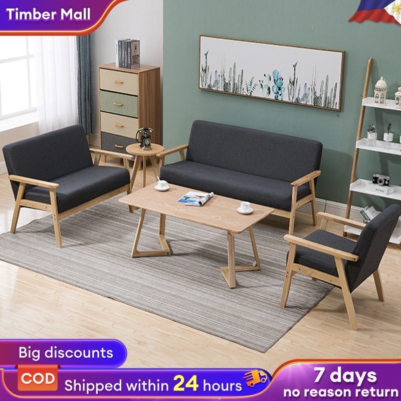 Solid Wood Sofa Chair Nordic Style Simple Modern Sofa Bed Couch Lounge ...