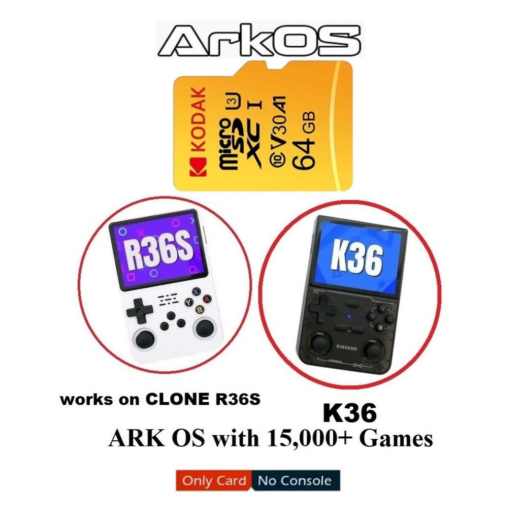 KODAK 64GB microSD card ARK OS w/ 15,000+ Games for K36 & CLONE R36S Game Console | Shopee ...