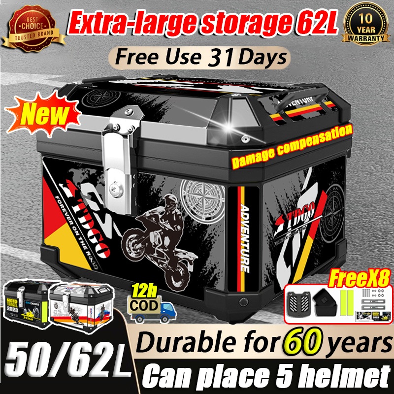 50/62L Motorcycle Top Box Motorcycle Compartment universal motorcycle ...