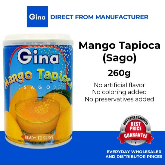 Gina Mango Tapioca Dessert 260g – Mango Sago, Ready-to-Eat with Spoon ...