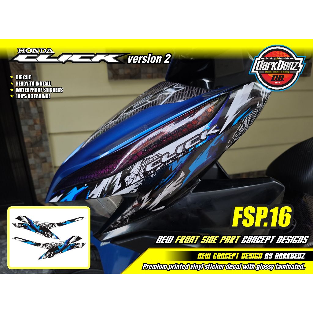 Honda Click Version 2 Front Side Concept Quality Printed Sticker Decals ...