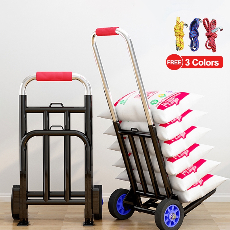 Push Cart Collapsible Aluminum Trolley Send elastic rope Trolley cart ...