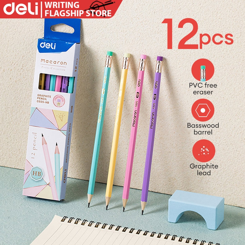 Deli 12Pcs HB Pencil Set Macaron Color Box Graphite Pencil EC025-HB ...