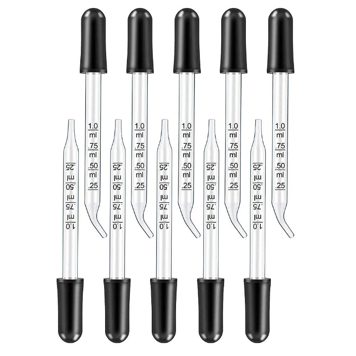 MT- Glass Dropper Calibrated 1ml with Black Rubber Head, Straight-Tip ...