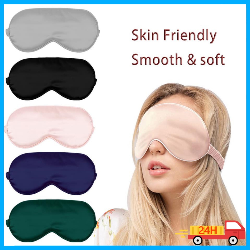 Silk Sleeping Eye Mask Cover Portable Travel Eye Patch Rest Blindfold ...