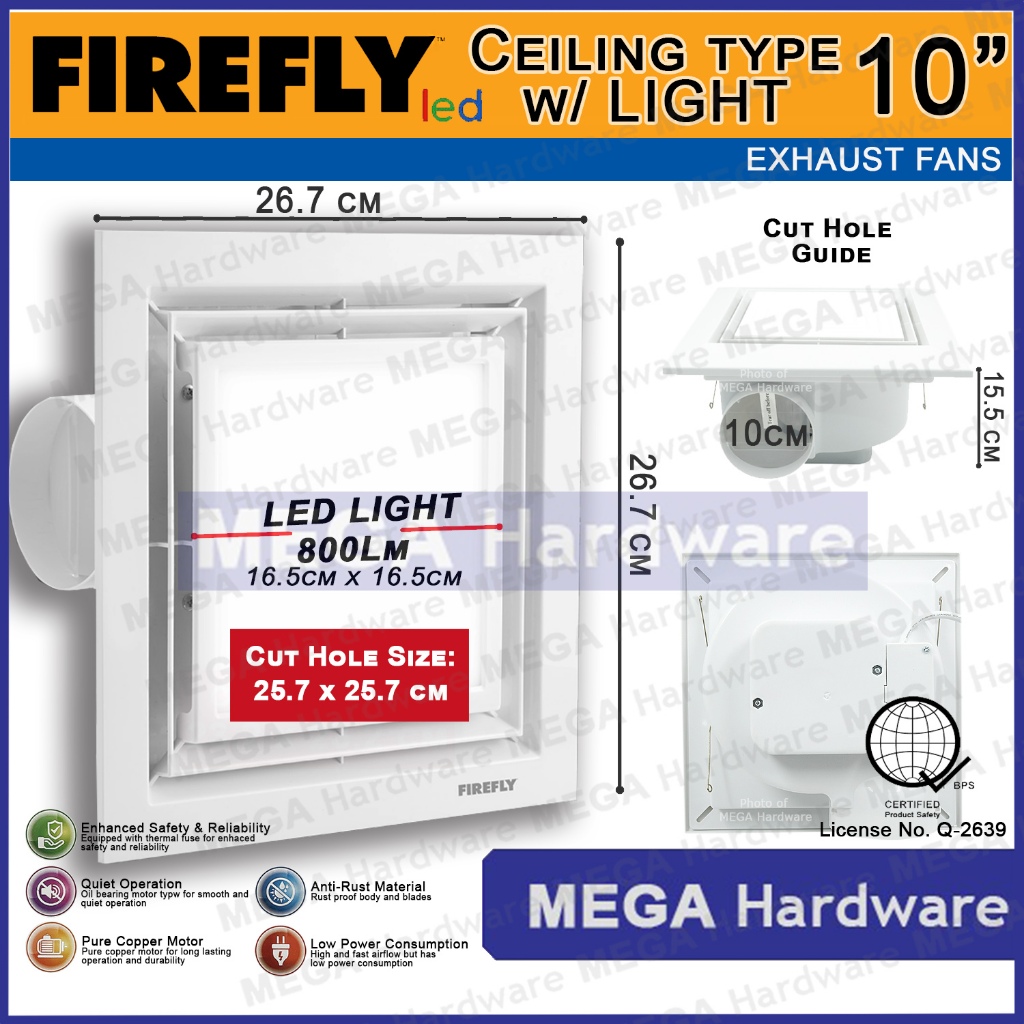 FIREFLY Exhaust Fan for Ceiling or for Wall (4", 6", 8", 10", 12 ...