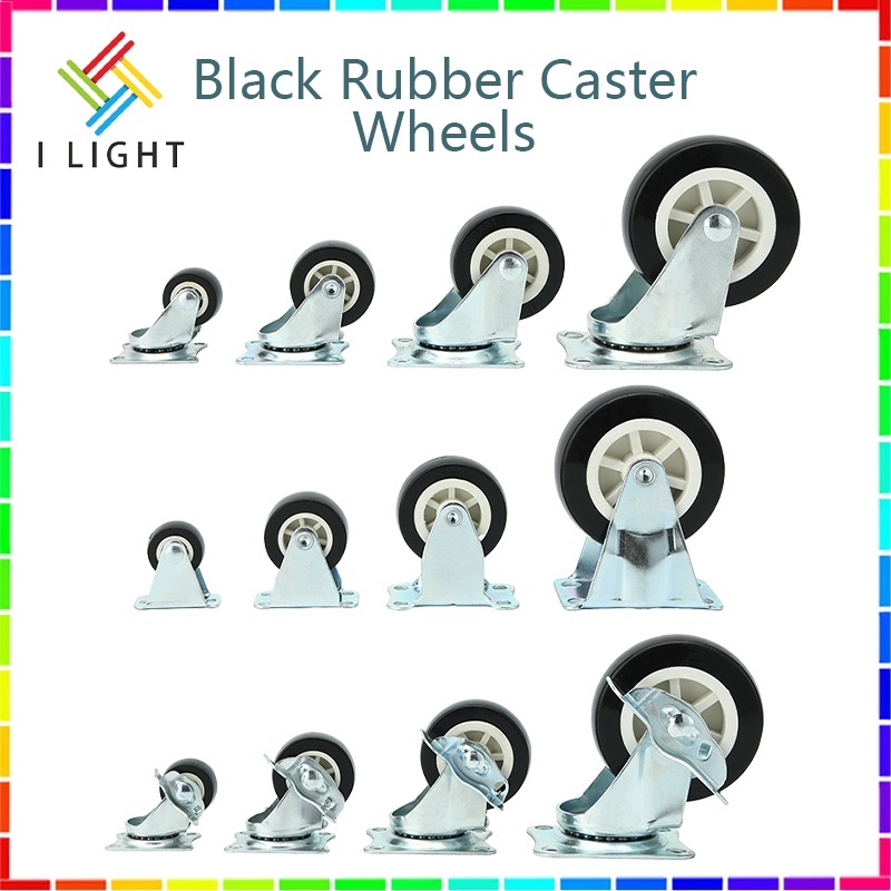 (Fast&COD )Black Rubber Caster Wheels (with lock/without lock ...