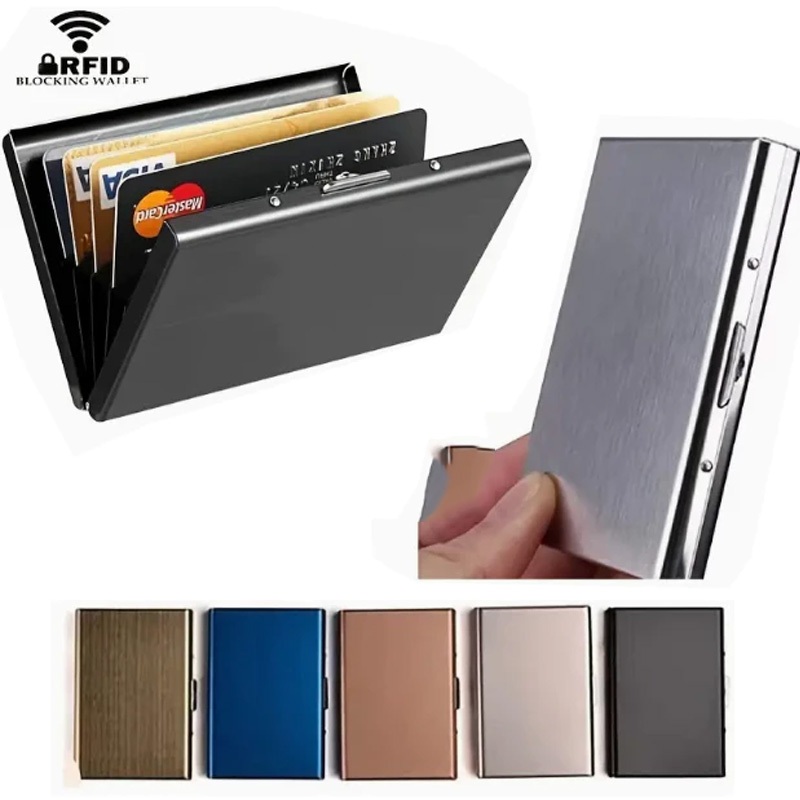 RFID Card Holder Wallet Men Brushcompact Card Box Credit Card Holder ...