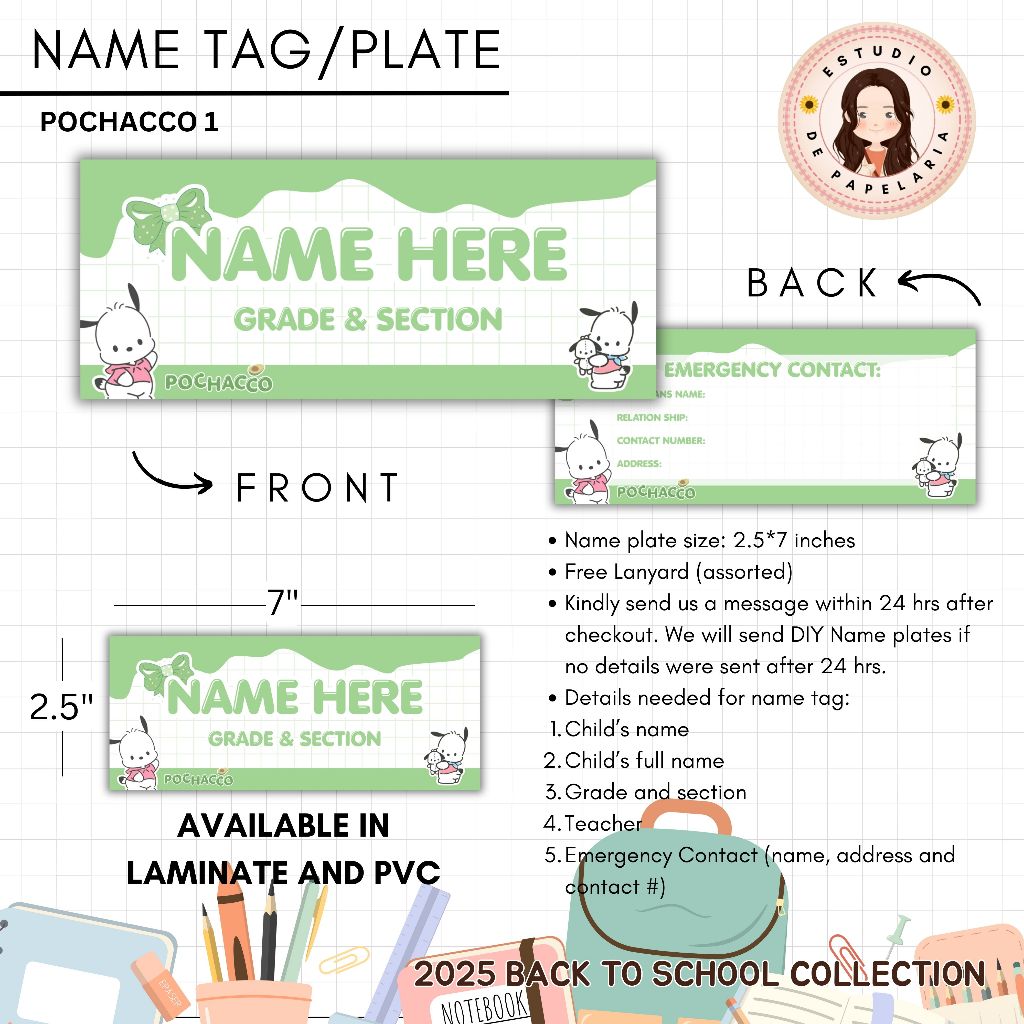 Estudio | 2025 Chibi Heroes for kids Name Plate/Tag in Laminated or PVC ...