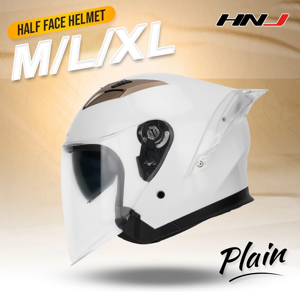 𝐖𝐈𝐓𝐇 𝐈𝐂𝐂 HNJ half face helmet dual visor helmet with ICC sticker helmet ...