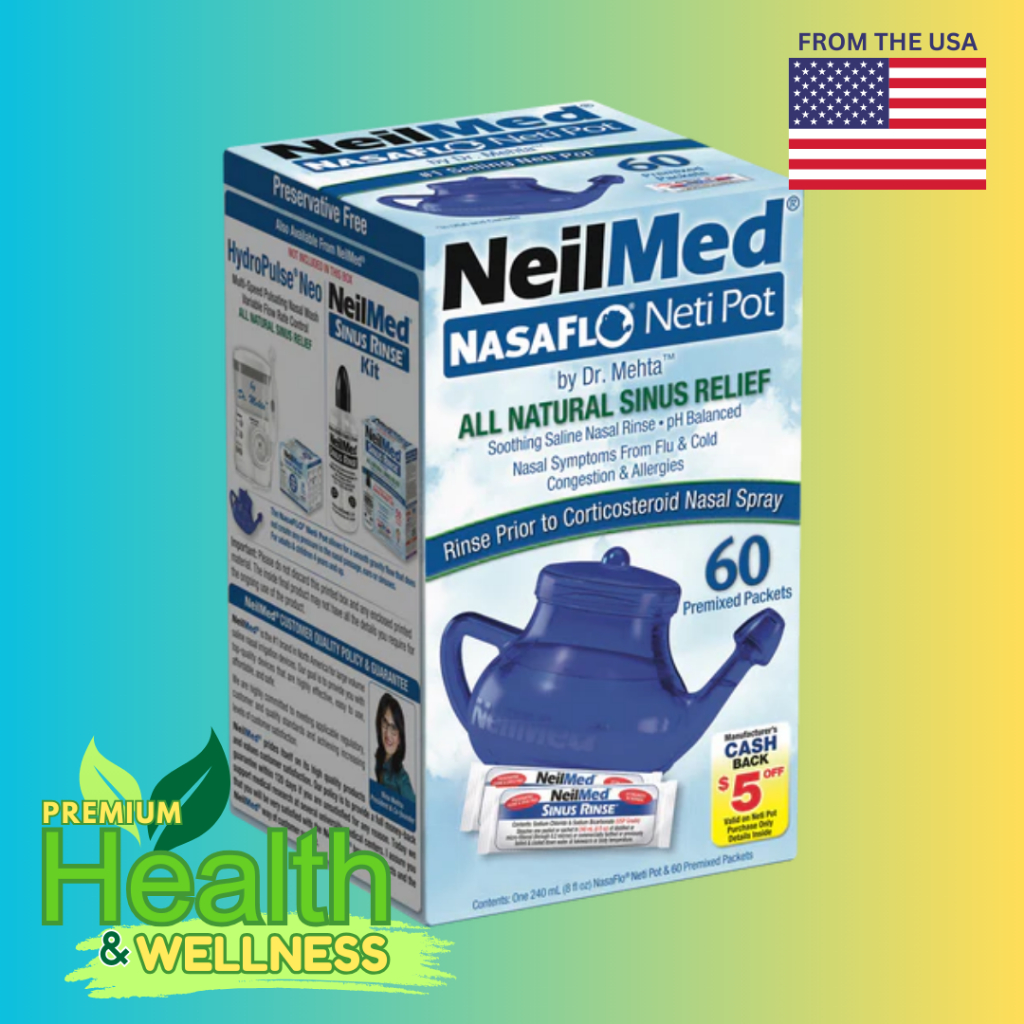 NeilMed NasaFlo Neti Pot - All Natural Sinus Relief - 50 Premixed ...