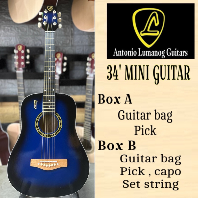 Lumanog 34' mini guitar w/ free bag,pick (low action) free intonation ...