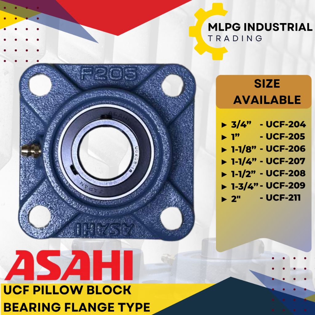 ASAHI UCF PILLOW BLOCK BEARING FLANGE TYPE | 3/4”,1”,1-1/8”,1-1/4”,1-1/ ...