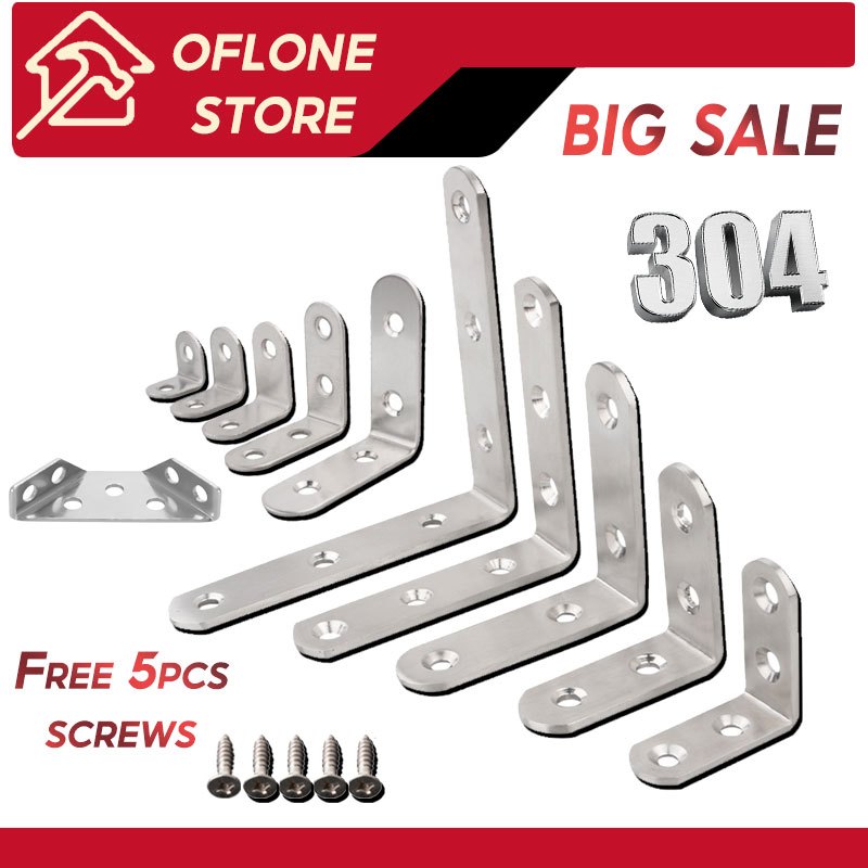 【Free Screws】Angle Bracket Stainless Steel L Shape Bracket Metal ...