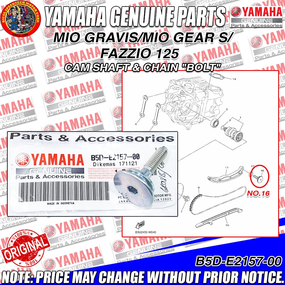 MIO GRAVIS/MIO GEAR S/FAZZIO 125 CAM SHAFT & CHAIN "BOLT" (YGP ...