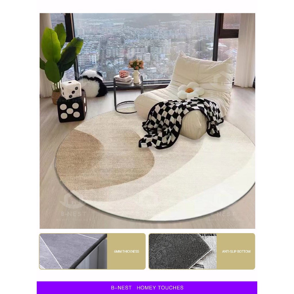 B-NEST S / M / L/ XL Crystal Velvet Round Carpet 3D Circle Floor Mat ...