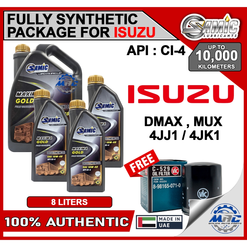 SAMIC MAXIMA GOLD 10W40 8 liters ISUZU DMAX , MUX , D-MAX , MU-X - 4JJ1 ...