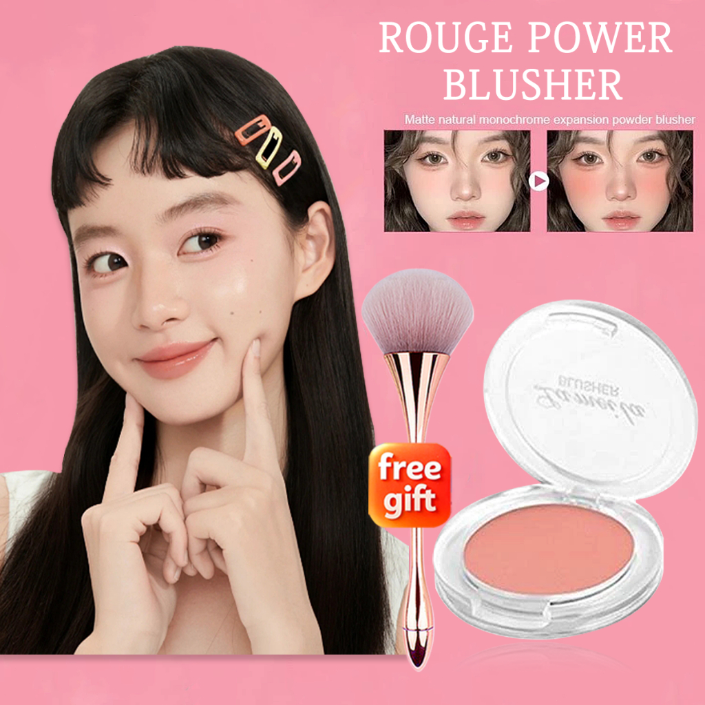 【BUY 1 TAKE 1】High Pigment Blush and Brush Soft Waterproof Powder ...