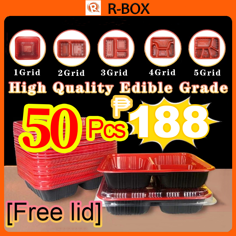 Bento Box Trays With Plastic Lid 1 | 2 | 3 | 4 | 5 COMPARTMENTS [50 PCS ...