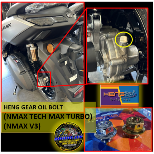 HENG Original Gear Oil Bolt for YAMAHA NMAX TECH MAX TURBO and NMAX V3 ...